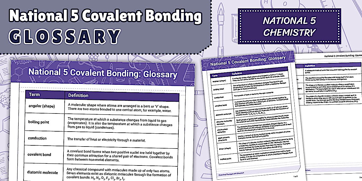 National 5 Covalent Bonding Glossary