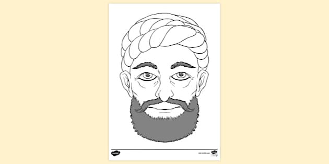 Ancient Indian Man's Head Colouring Sheet | Colouring Sheets