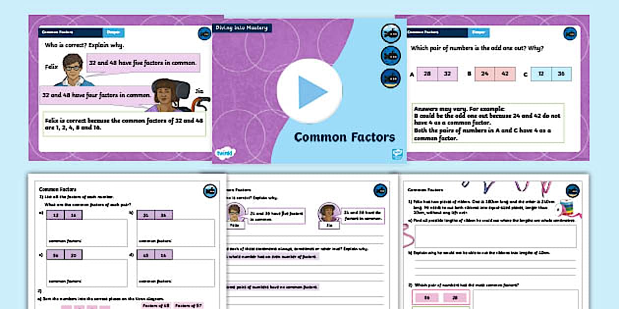 👉 Y6 Diving into Mastery: Step 2 Common Factors Teaching Pack