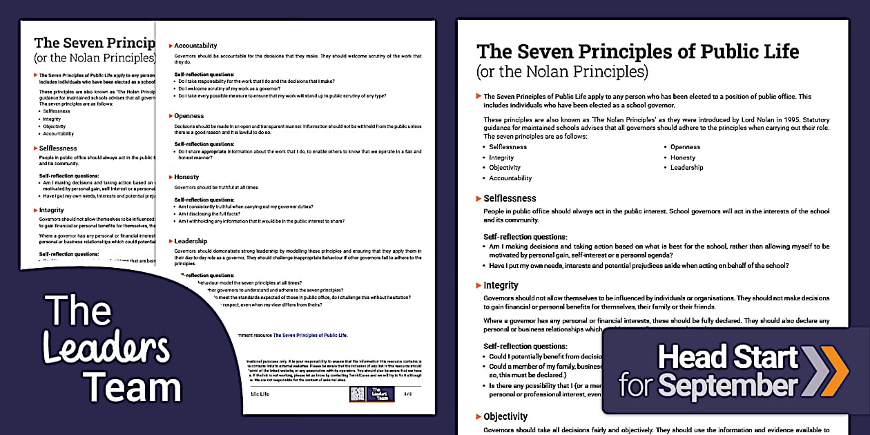 Governor Guidance: The Seven Principles of Public Life