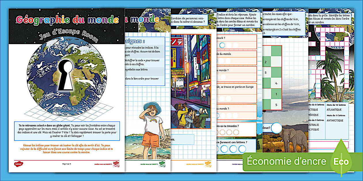 Jeu d'Escape Room sur la géographie du monde - Twinkl