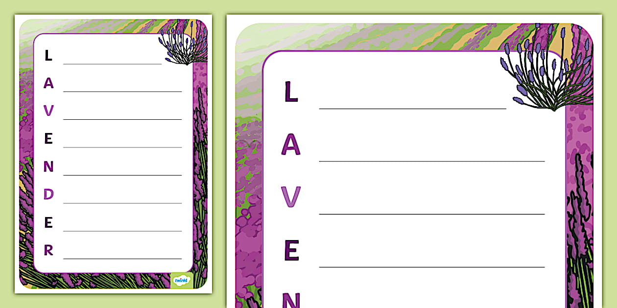 Lavender Acrostic Poem Template (teacher made) - Twinkl