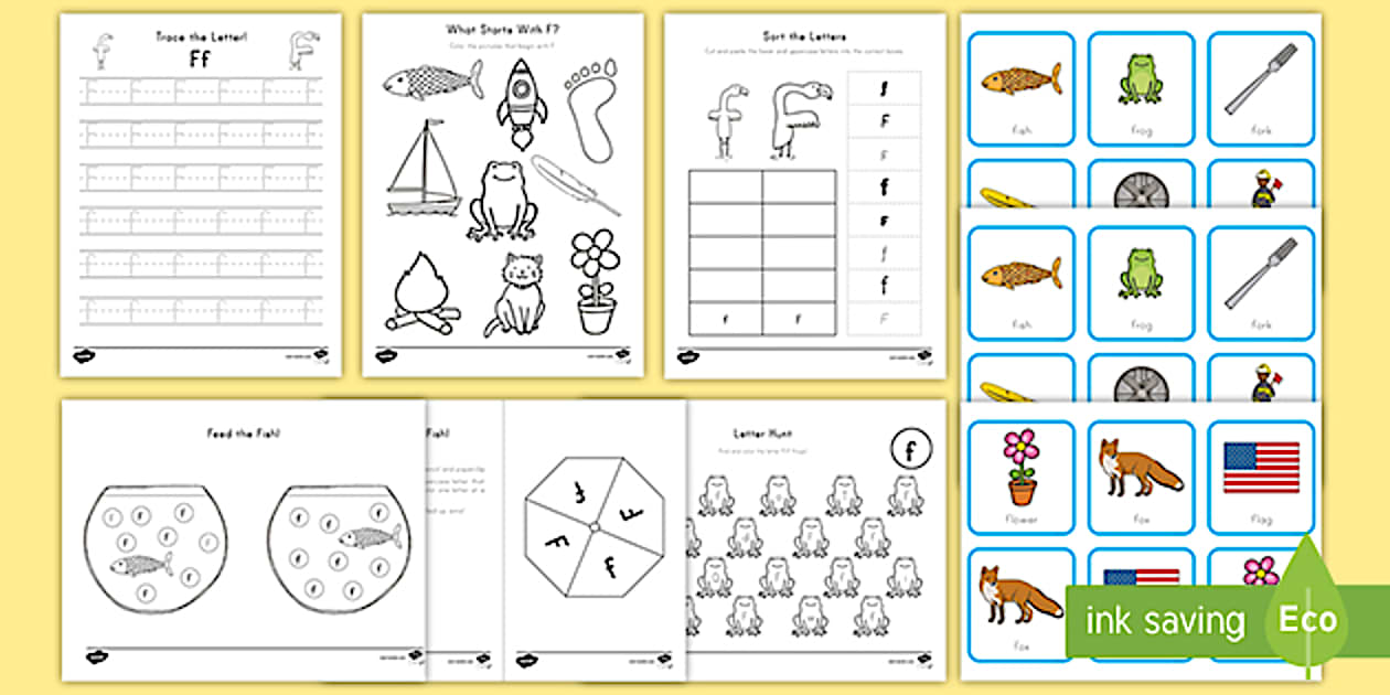 NSW Letter F Worksheet and Activity Pack for PreK-K - Twinkl