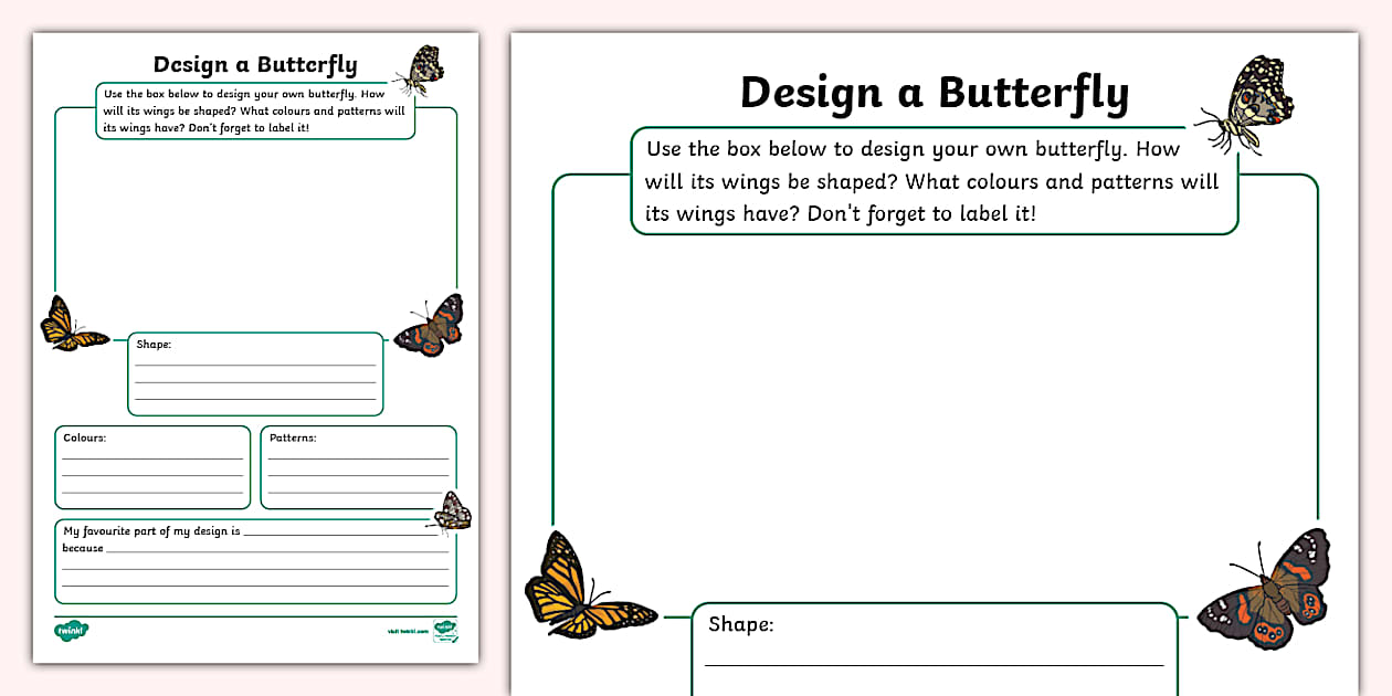 Design a Butterfly Worksheet (teacher made) - Twinkl