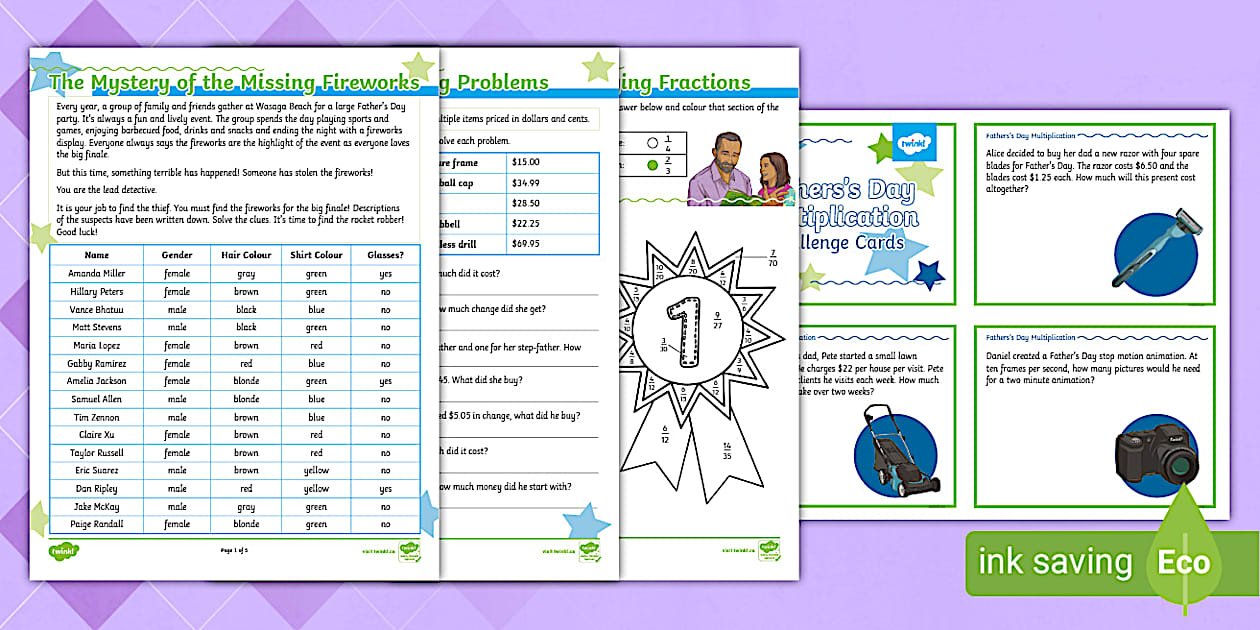 Father’s Day Math Activity Pack - Twinkl - CA - Twinkl