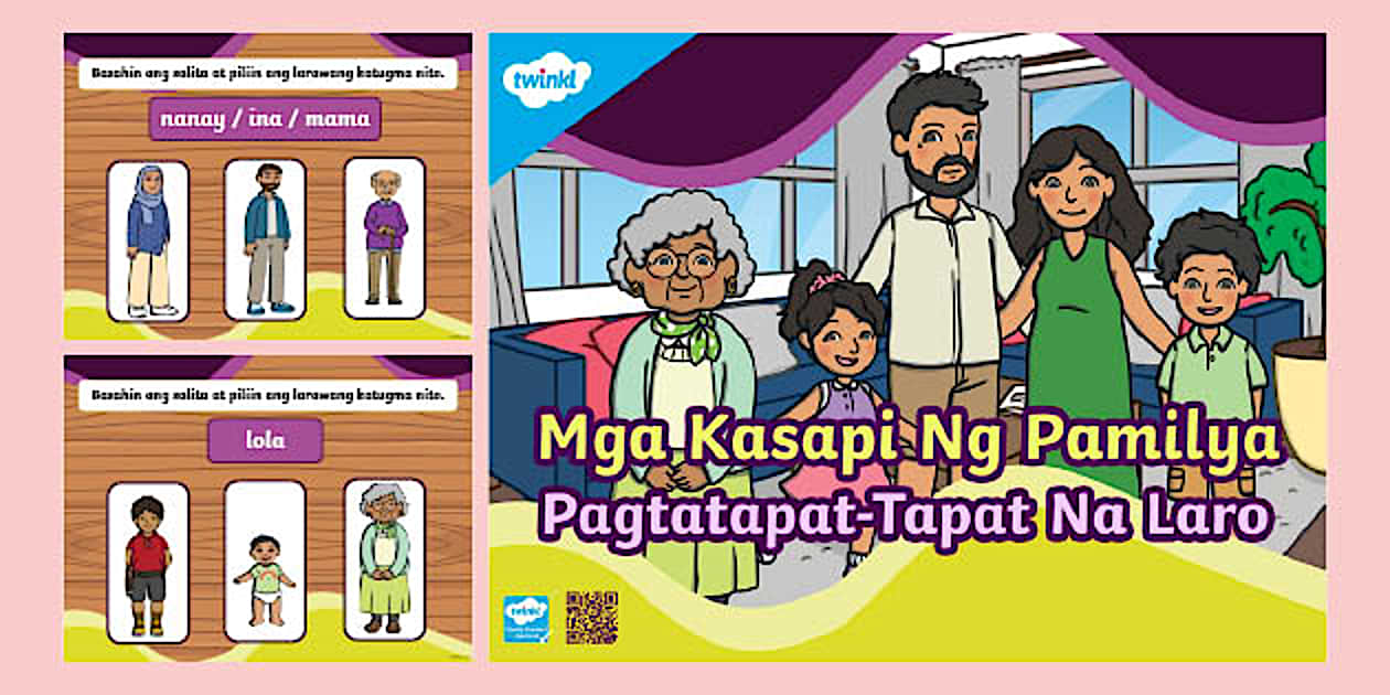 Mga Kasapi Ng Pamilya Pagtatapat-Tapat Na Laro | Pre-K - Grade 1 | Twinkl
