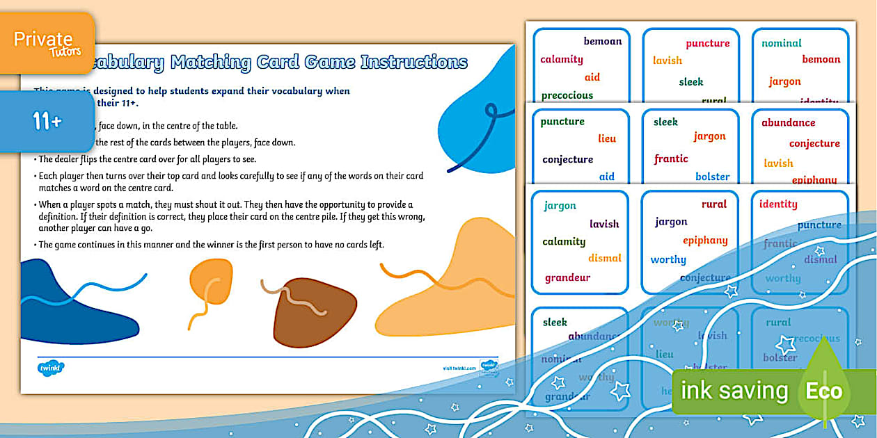 11+ Vocabulary Matching Card Game (Teacher-Made) - Twinkl