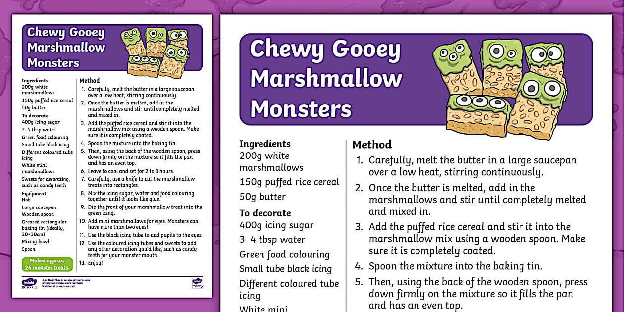 A Monster Surprise: Chewy Gooey Marshmallow Monsters Recipe