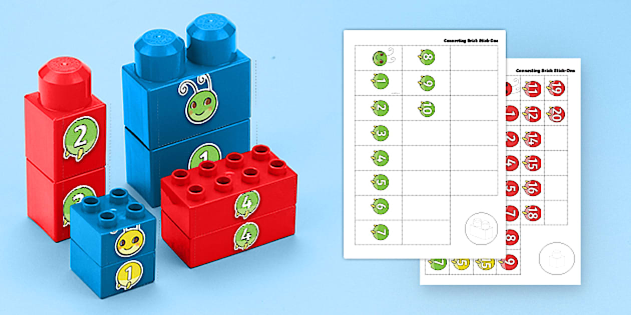 👉 Caterpillar Ordering Numbers Connecting Bricks Game | EYFS