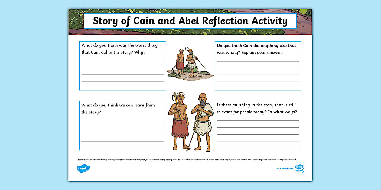 KS2 Story of Cain and Abel Reflection Activity - Twinkl