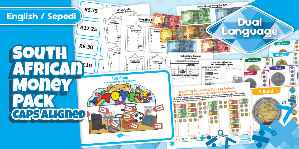 Grade 4 Maths South African Money Pack Sepedi/English