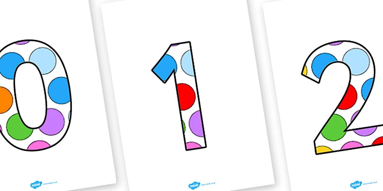 Multicoloured Polkadots Numbers 0 30 - Twinkl
