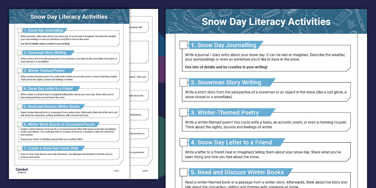 Snow Day Literacy Activities - Twinkl