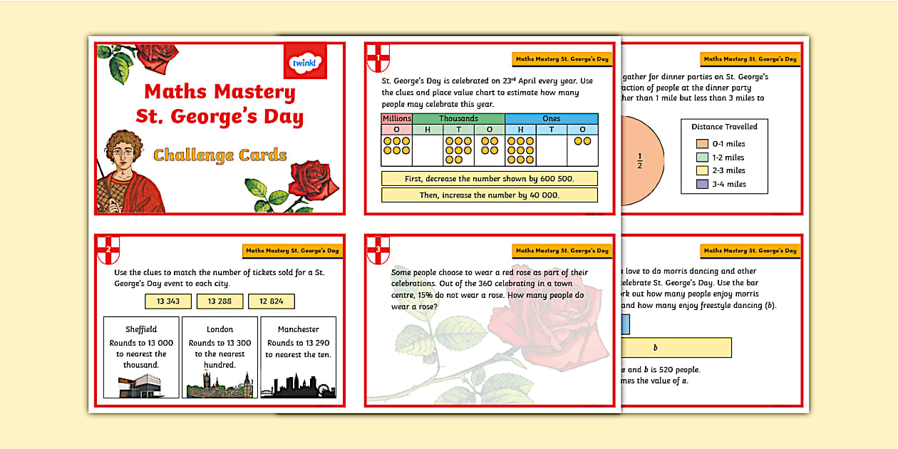 👉 Year 6 Maths Mastery St. George's Day Challenge Cards