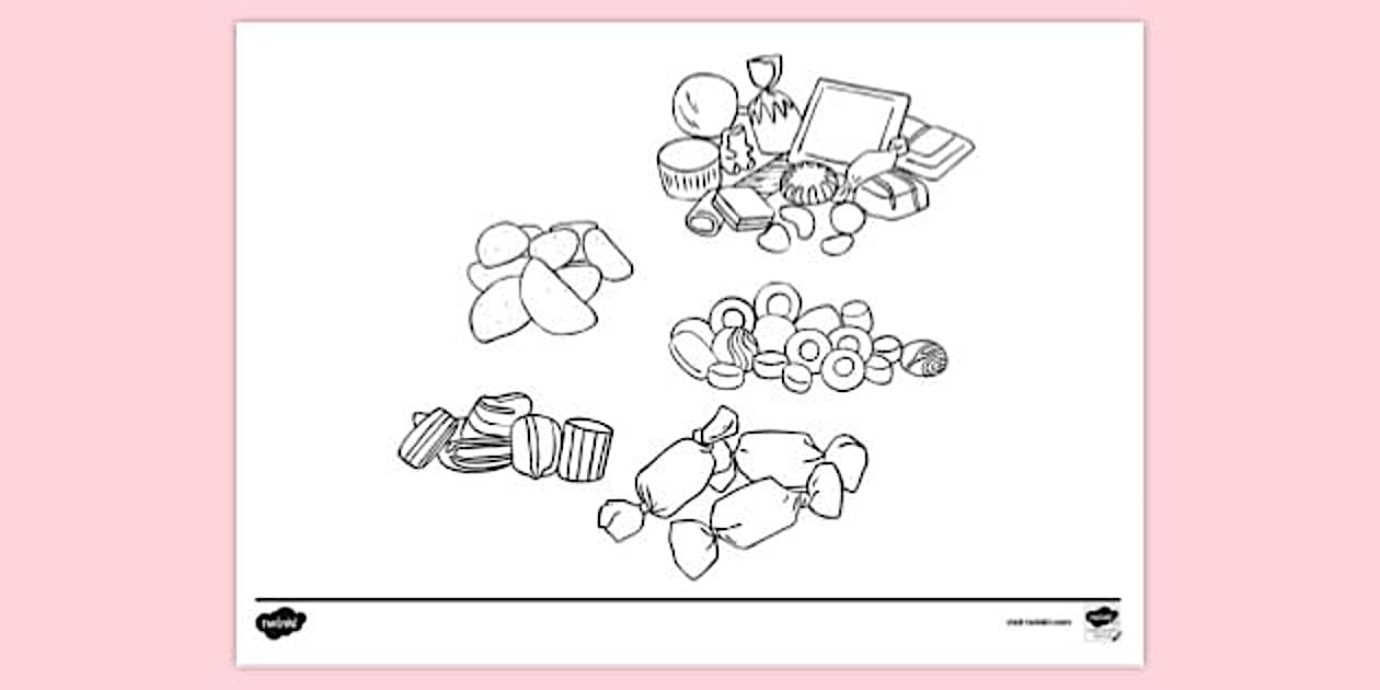 Pile of Sweets Colouring Sheet (Teacher-Made) - Twinkl