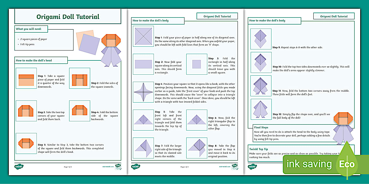 Origami Doll Tutorial | Twinkl | KS1 | Origami Crafts