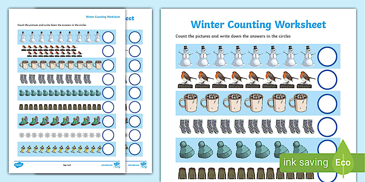 Winter Counting Sheet Up to 20 (teacher made) - Twinkl