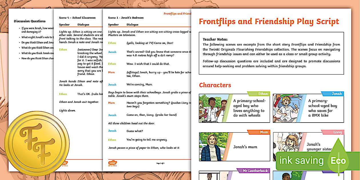 Frontflips and Friendship Play Script (teacher made)