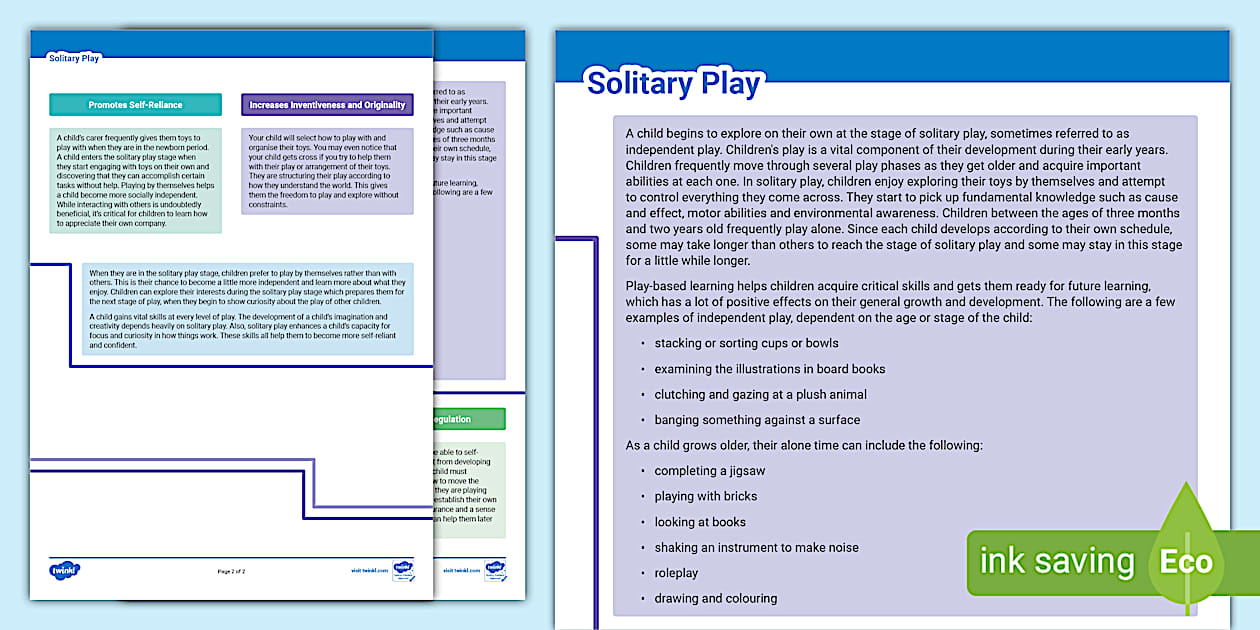 The Importance of Solitary Play (teacher made) - Twinkl