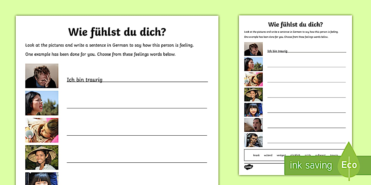 How Are You Feeling? - German Activity Sheet (teacher made)
