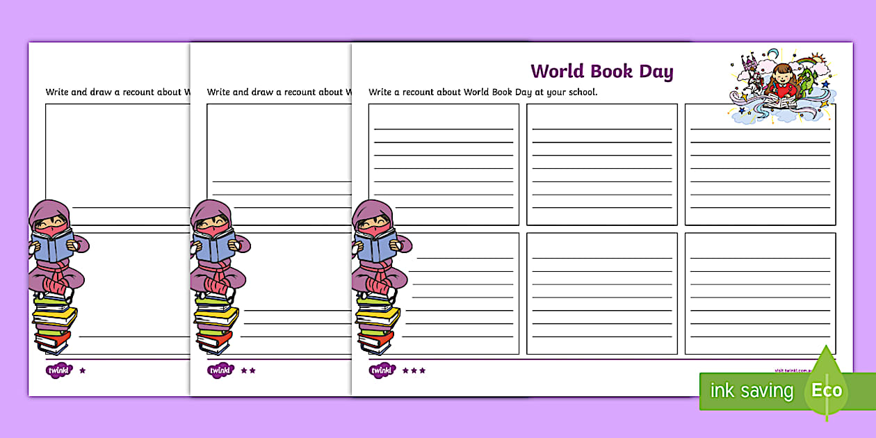 QLD World Book Day Recount Differentiated Writing Template