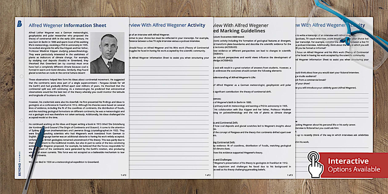 An Interview With Alfred Wegener Activity (teacher made)