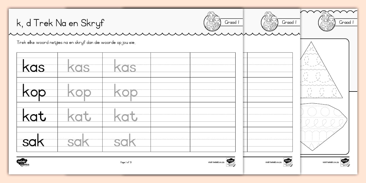 Graad 1 Klanke Handskrif en Lettervorming k, d - Twinkl