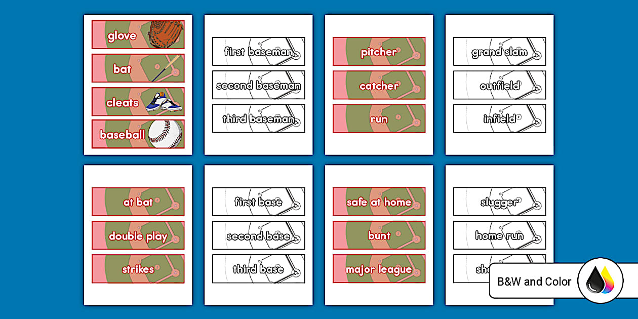 Cursive Baseball Word Cards (l'enseignant a fait) - Twinkl