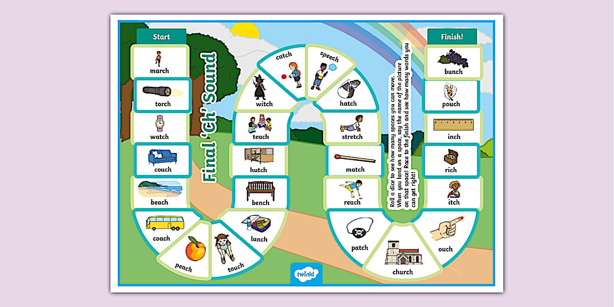 Final 'Ch' Sound Board Game - Twinkl
