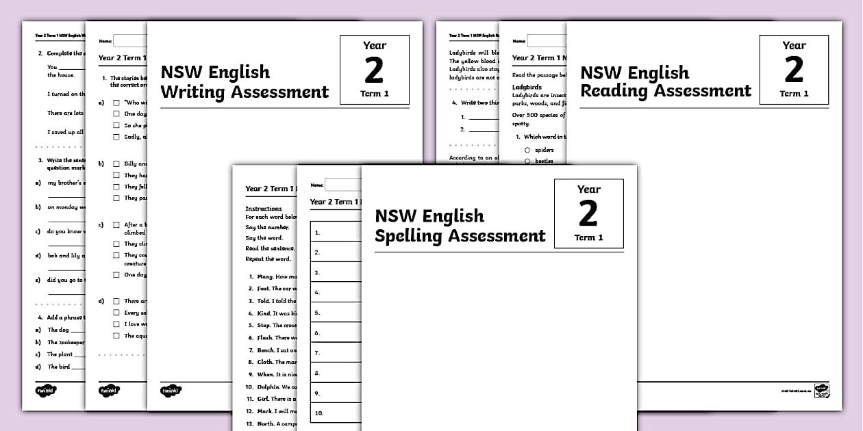 Year 2 Term 1 NSW English Assessment Pack (teacher made)