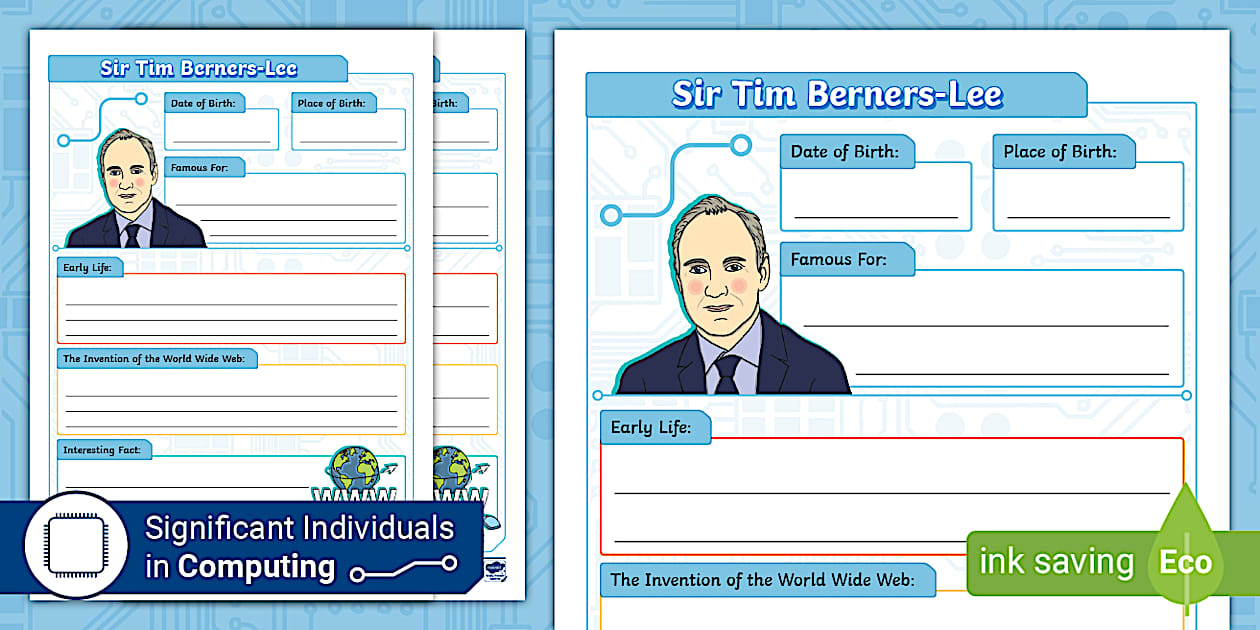 KS1 Sir Tim Berners-Lee: Fact File Writing Frame - Twinkl