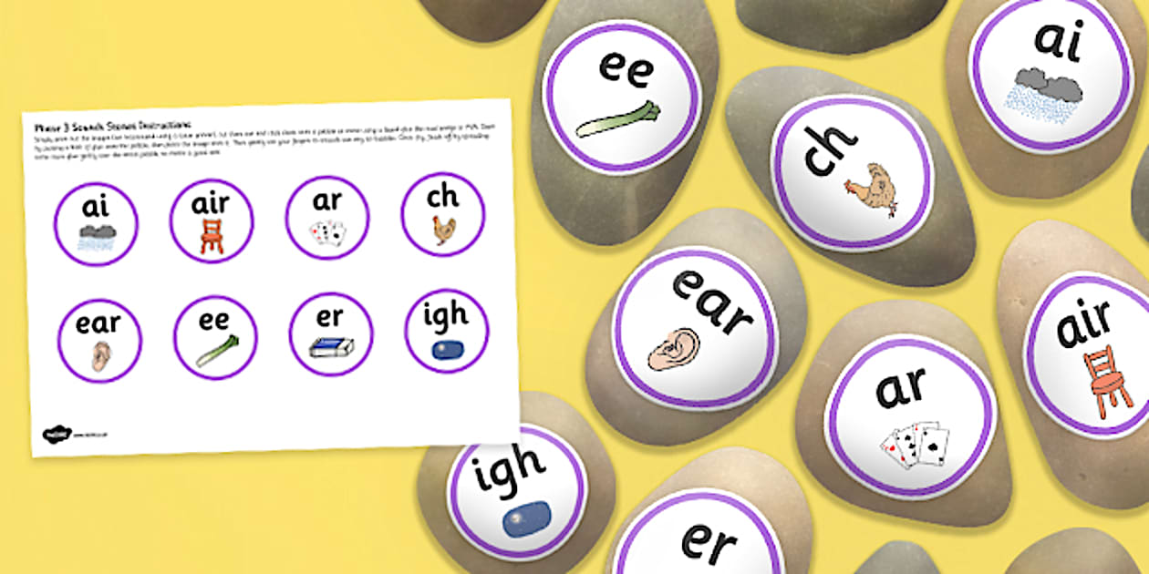 Phonic Phases 3 Sounds Stone Cut Outs (teacher made)