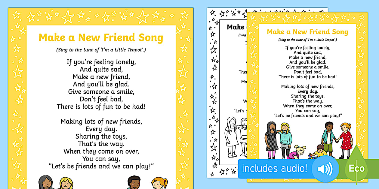 Black and White Make a New Friend Song (teacher made)