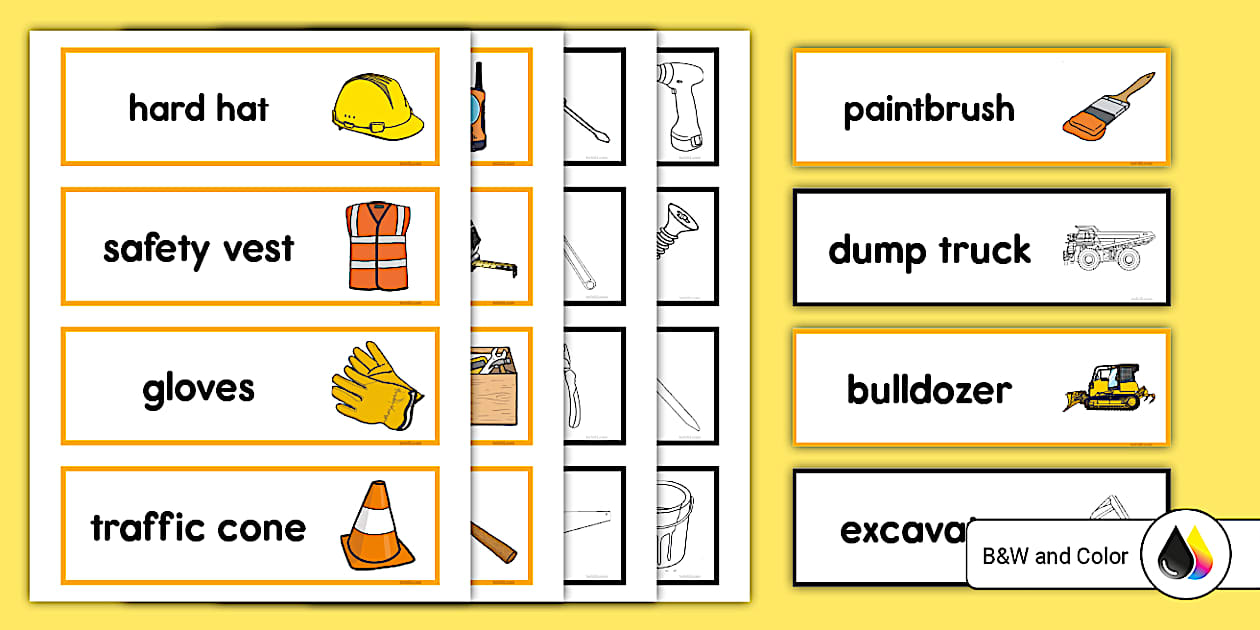 Construction Zone Dramatic Play Word Cards (teacher made)