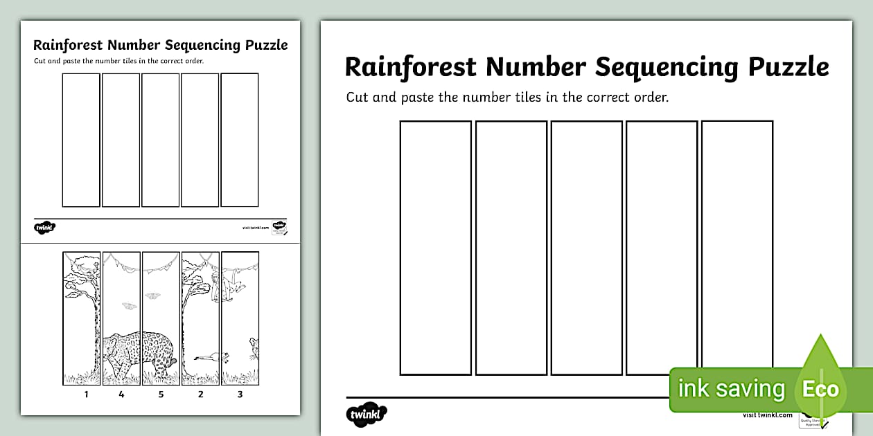 Rainforest Themed Number Sequencing Puzzle (teacher made)
