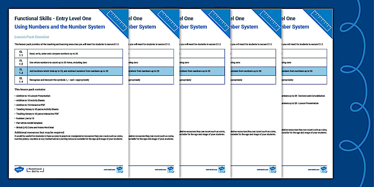 Maths Functional Skills Entry Level 1.3 Teaching Pack