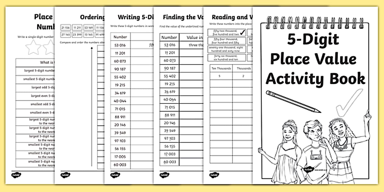 Editable Back to School Place Value Revision of 5-Digit Numbers Activity