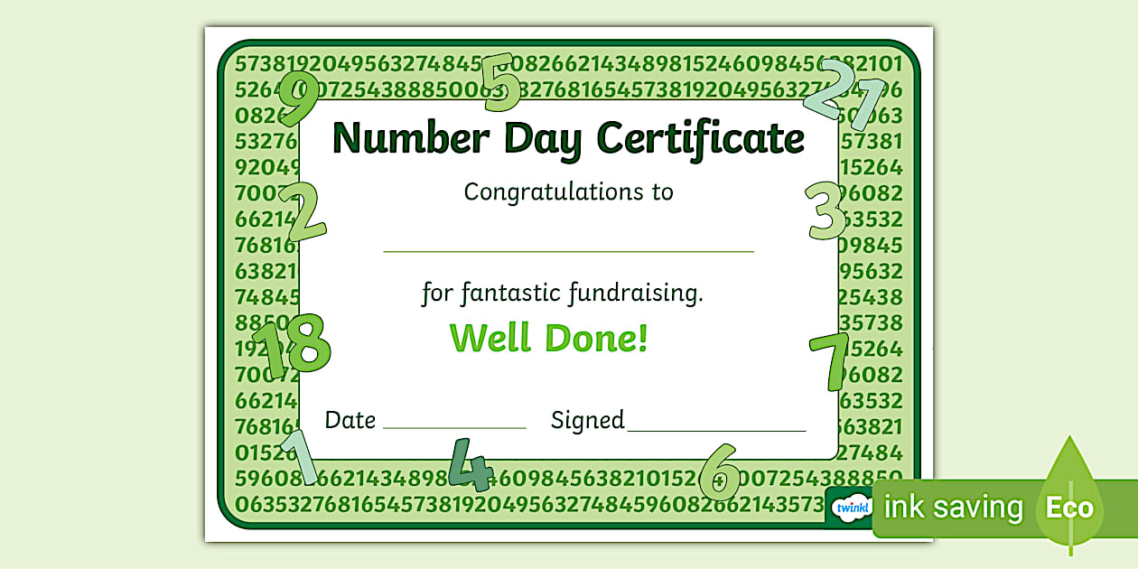 Number Day Certificate (Teacher-Made) - Twinkl