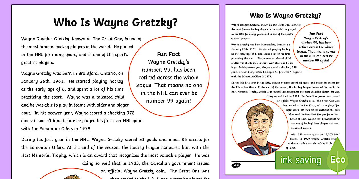 Who is Wayne Gretzky? Fact File (teacher made) - Twinkl