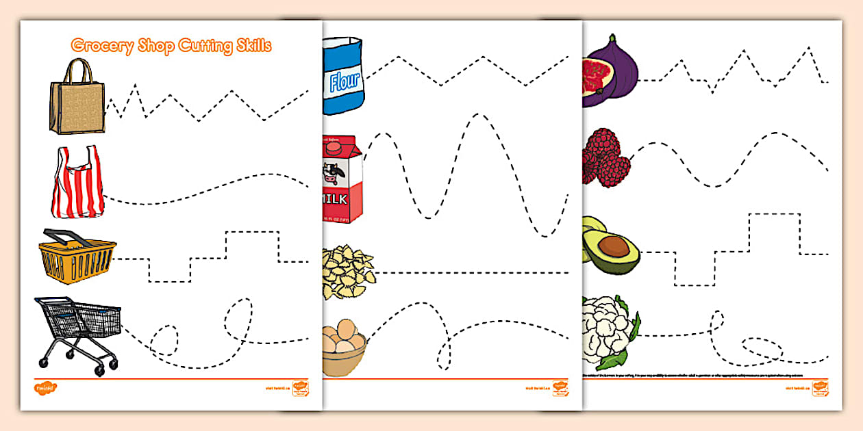 Grocery Shop Cutting Skills Activity (teacher made) - Twinkl