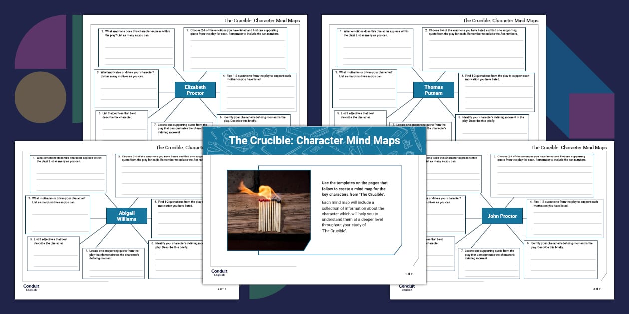 The Crucible: Character Mind Maps (Teacher-Made) - Twinkl