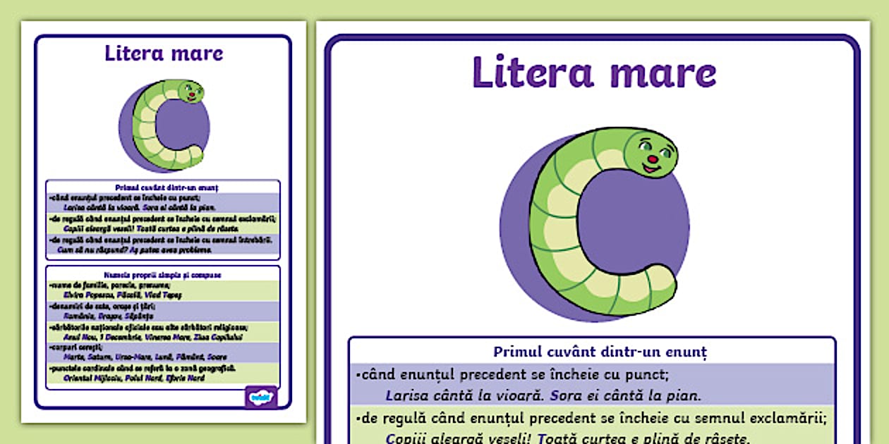 Litera inițială mare – Planșă cu diferite dimensiuni