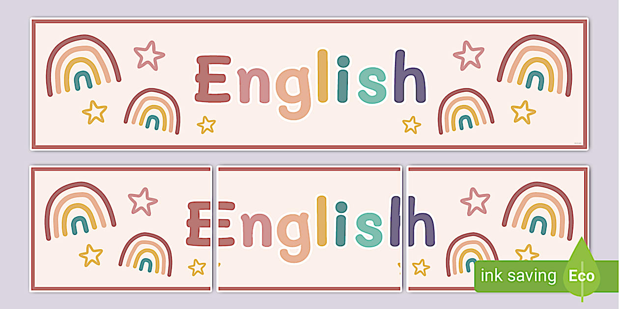 Muted Rainbow English Banner (teacher made) - Twinkl
