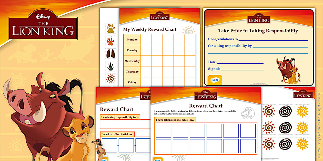 The Lion King Reward Chart Pack [Ages 5-9]