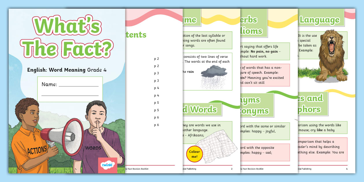 Gr 4 English: What's the Fact? Word Meaning Revision Booklet