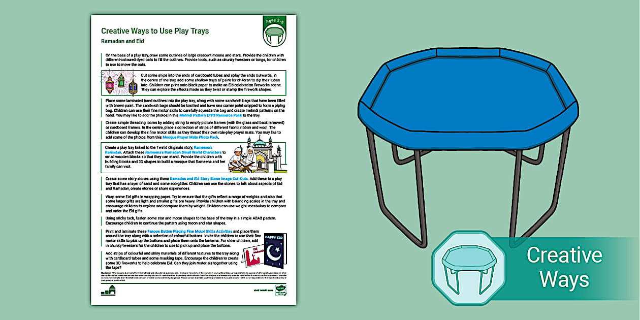 EYFS Ages 3-5 Creative Ways to Use Play Trays: Ramadan & Eid