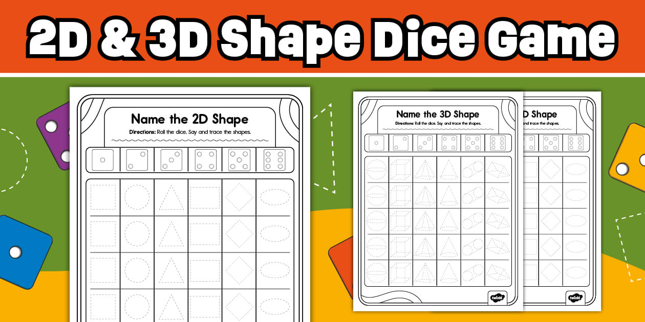 Name the 2D & 3D Shape: Roll and Trace Geometry Dice Game