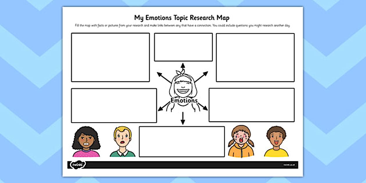 Black and White Emotions Topic Research Map - Twinkl