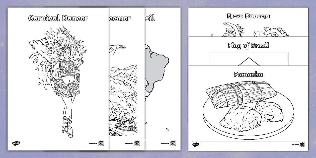 Brazil Colouring Pages (teacher made) - Twinkl