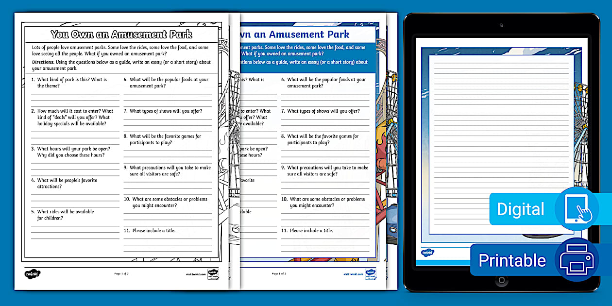You Own an Amusement Park Creative Writing for 6th-8th Grade